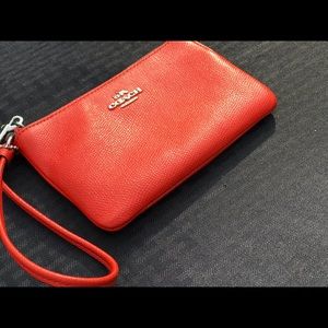 Coach | Bags | Coach Wristlet Wallet Crossgrain Leather Orange | Poshmark